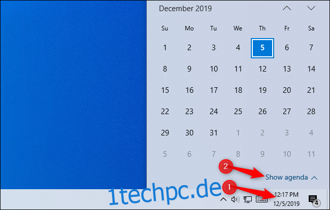 So verwenden Sie Ihren Kalender über die Taskleiste von Windows 10