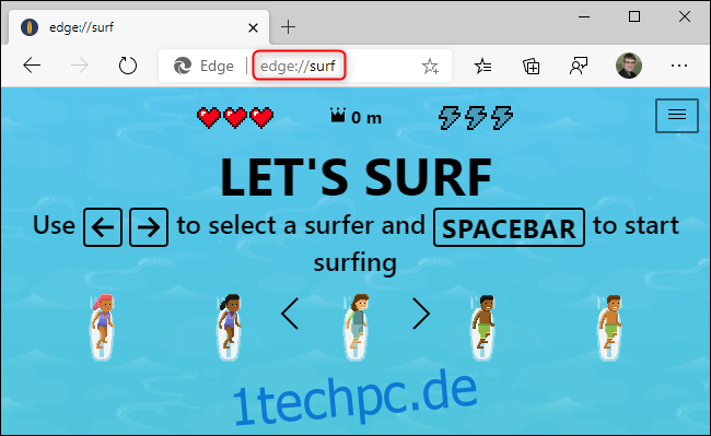 So spielen Sie das geheime Surfspiel von Microsoft Edge