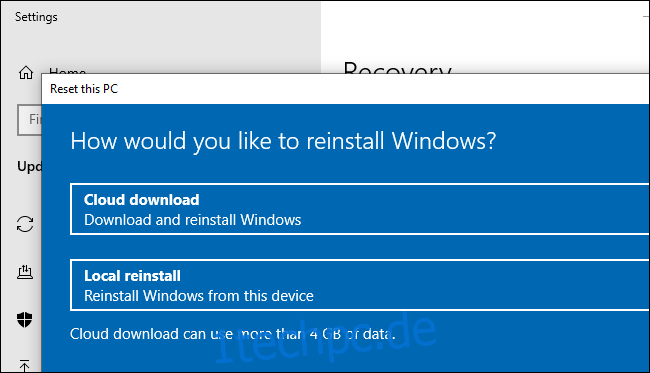 Microsoft erklärt, wie „Cloud Download“ Windows 10 neu installiert