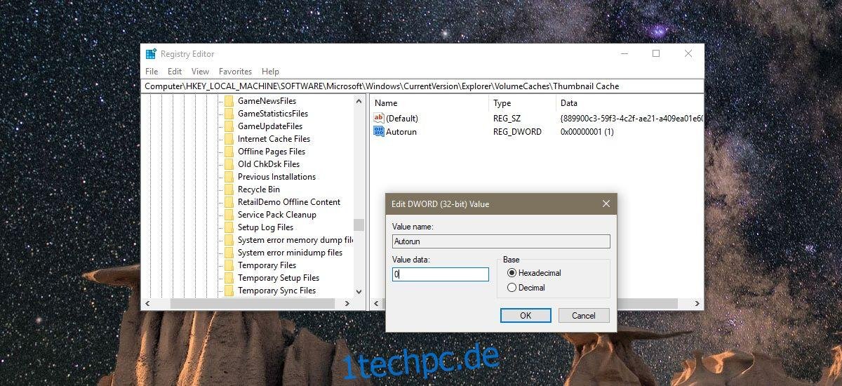 Behebung des Löschens des Thumbnail-Cache beim Booten in Windows 10 Fall Creators Update