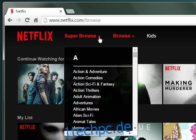 So durchsuchen Sie versteckte Kategorien in Netflix [Chrome]