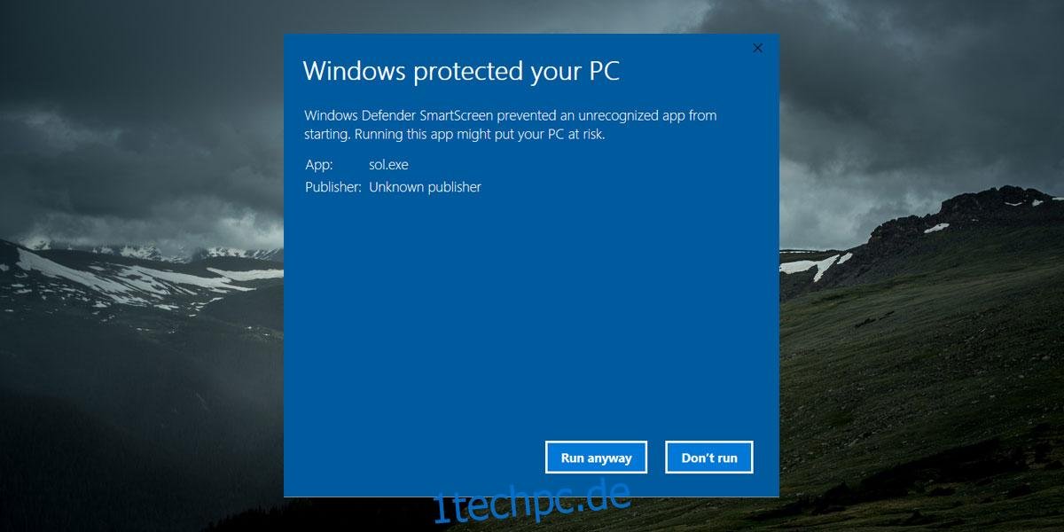 Wie man Apps im SmartScreen unter Windows 10 auf die Whitelist setzt