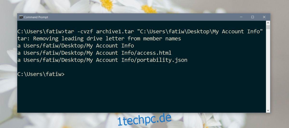 So verwenden Sie Tar unter Windows 10